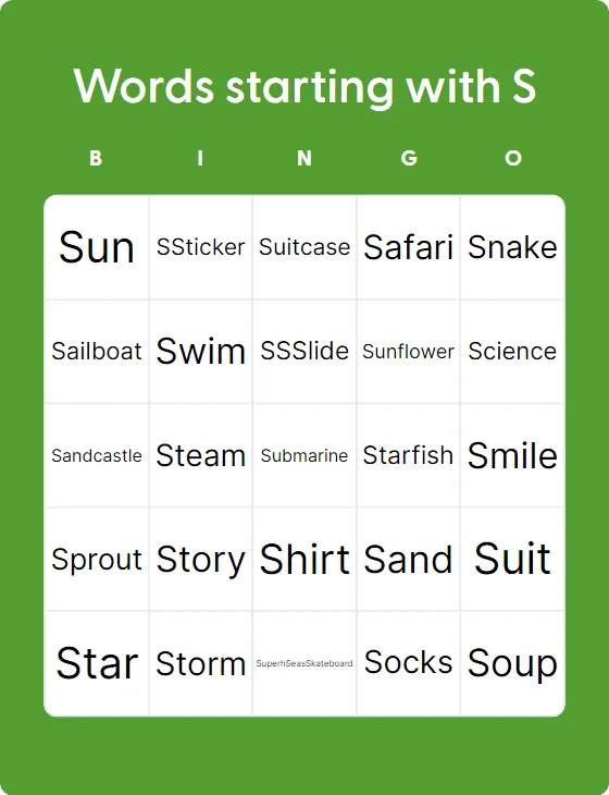 Words Starting With Printable Customizable Bingo Card Creator Words Starting With Printable Customizable Bingo Card Creator
