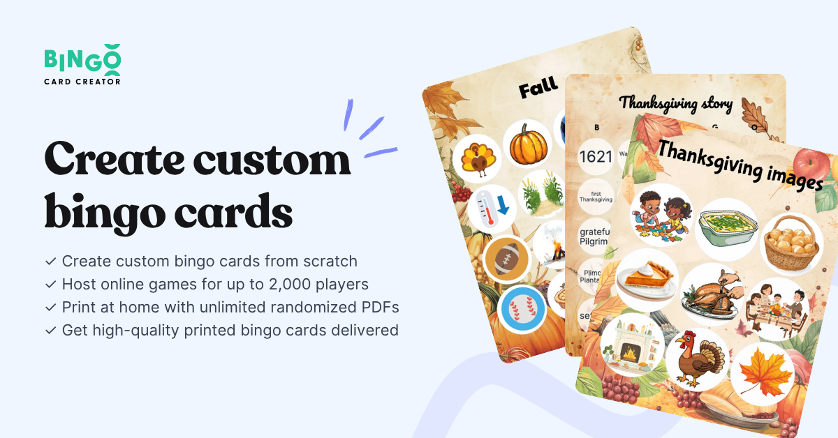 Thanksgiving Bingo: Printable & Customizable - Bingo Card Creator