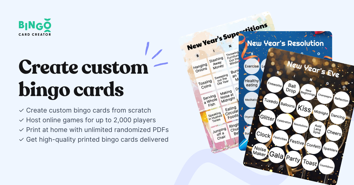 New Year's Eve Bingo: Printable & Customizable - Bingo Card Creator