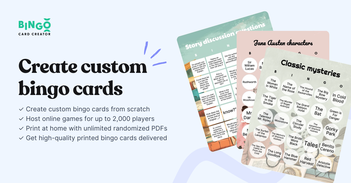 Book Bingo: Printable & Customizable - Bingo Card Creator