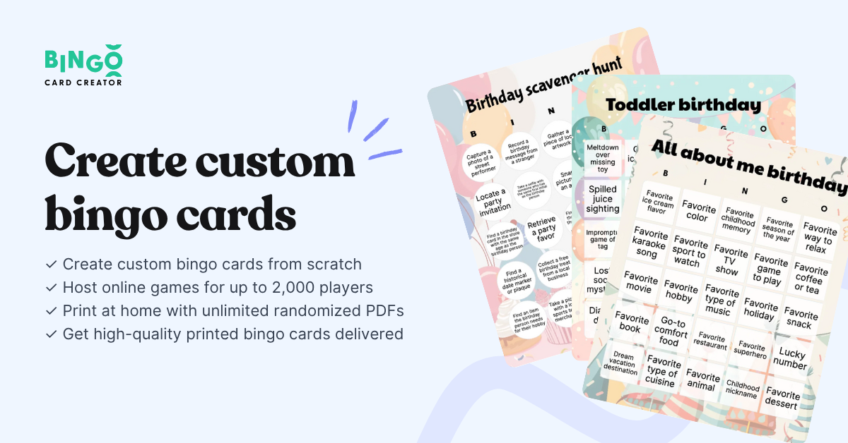 Birthday Bingo: Printable & Customizable - Bingo Card Creator